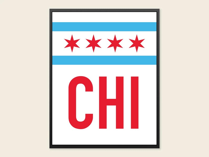Chicago Flag Chi Art Print - Etsy
