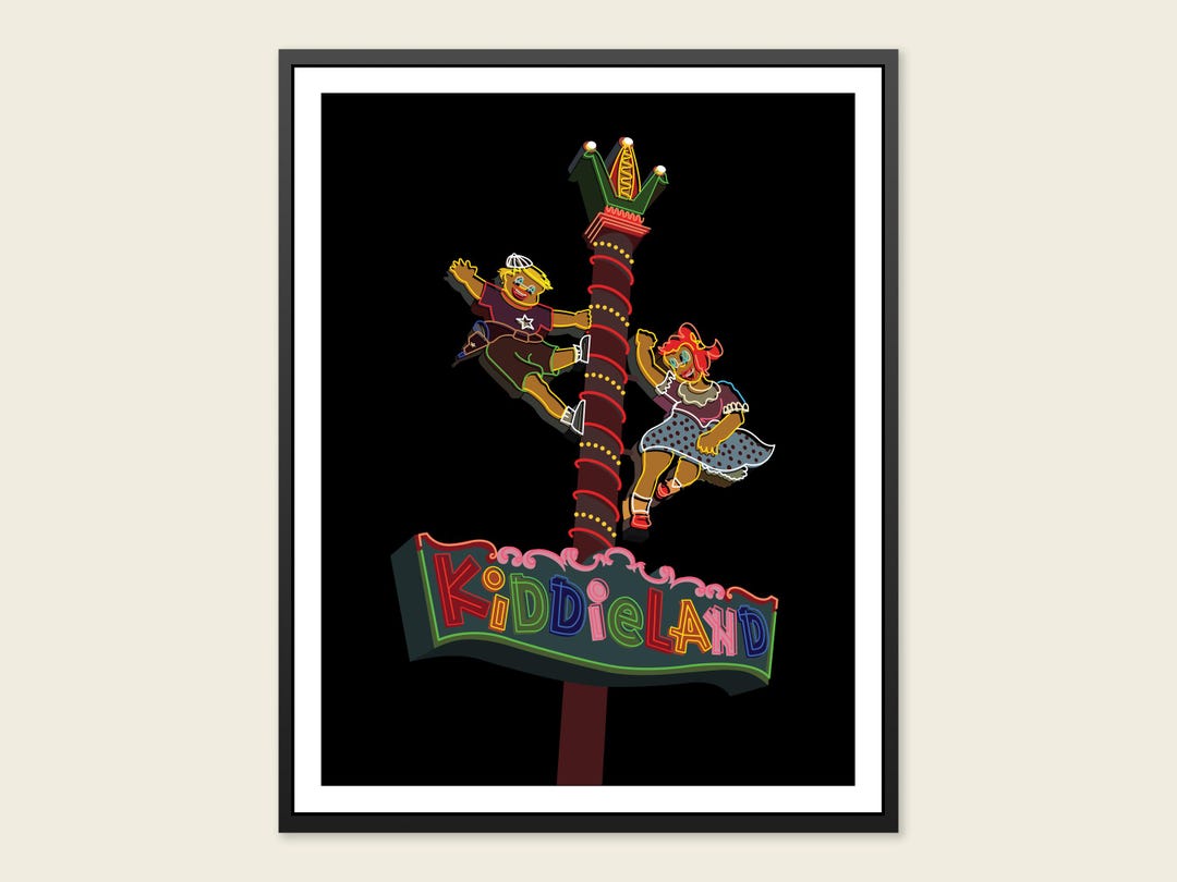 Kiddieland Amusement Park Night Poster: Chicago Art Print - Etsy