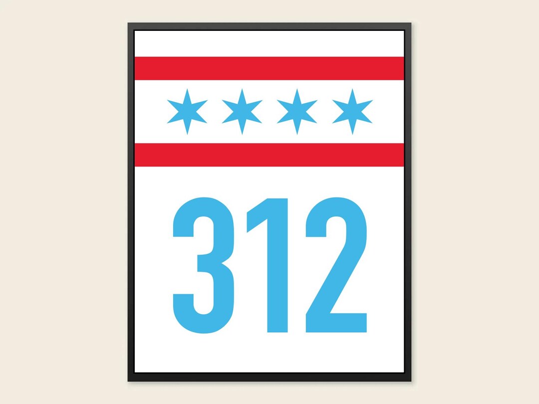 Chicago Flag 312 Area Code Art Print - Etsy