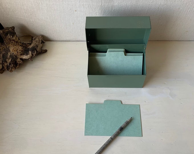 Vintage Green Index File Box and Cards Pretty Greens Vintage Office ...