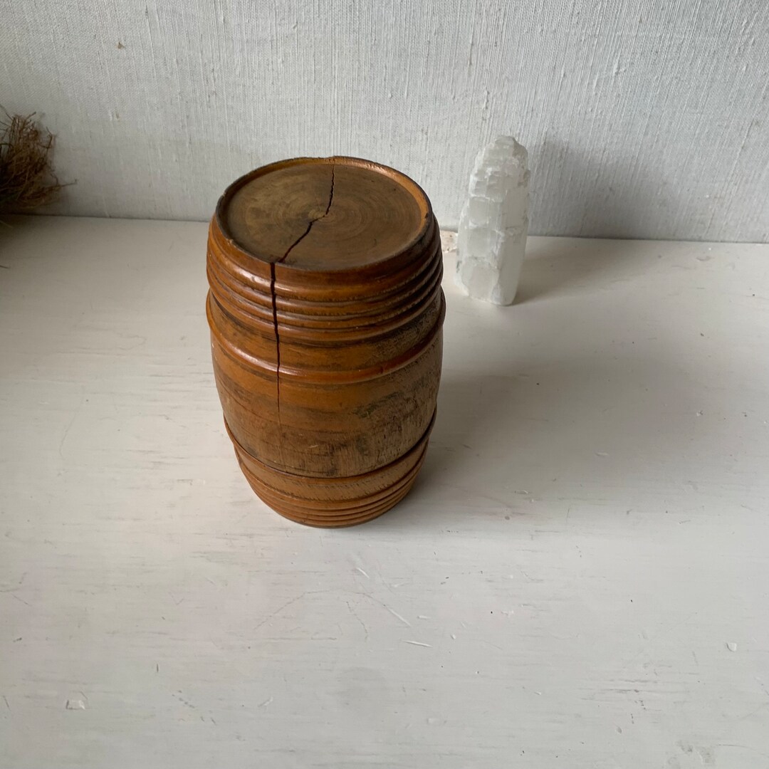 Antique Mini Barrel Box Vintage Turned Wood Stash Box - Etsy