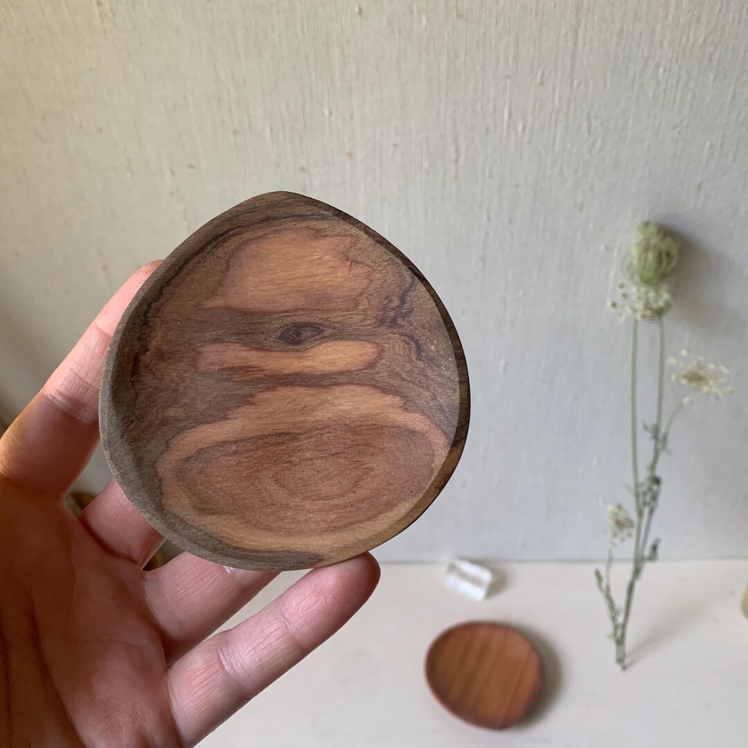 Vintage Simple Wood Dishes 2 - Teardrop Shape Wood Dish Pair - Visible ...