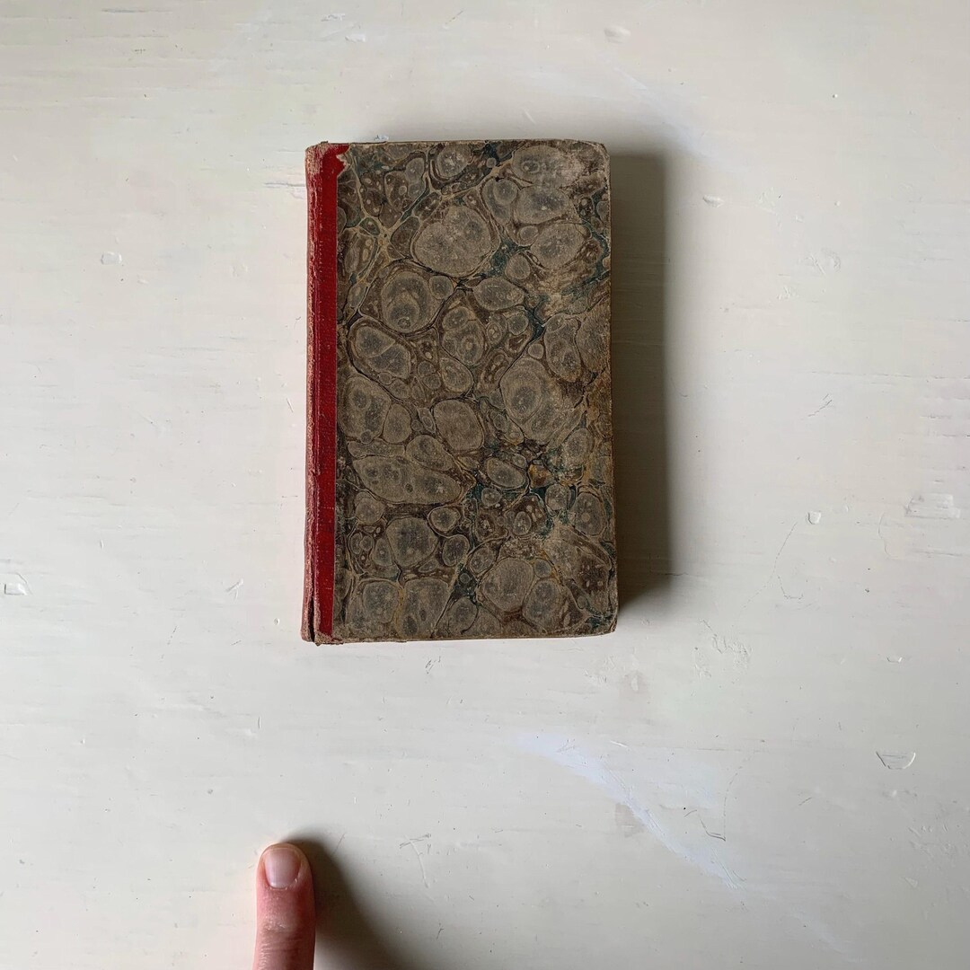 Antique 1800s Book Marbled Covers - Illustrated - Engravings - Evenings ...