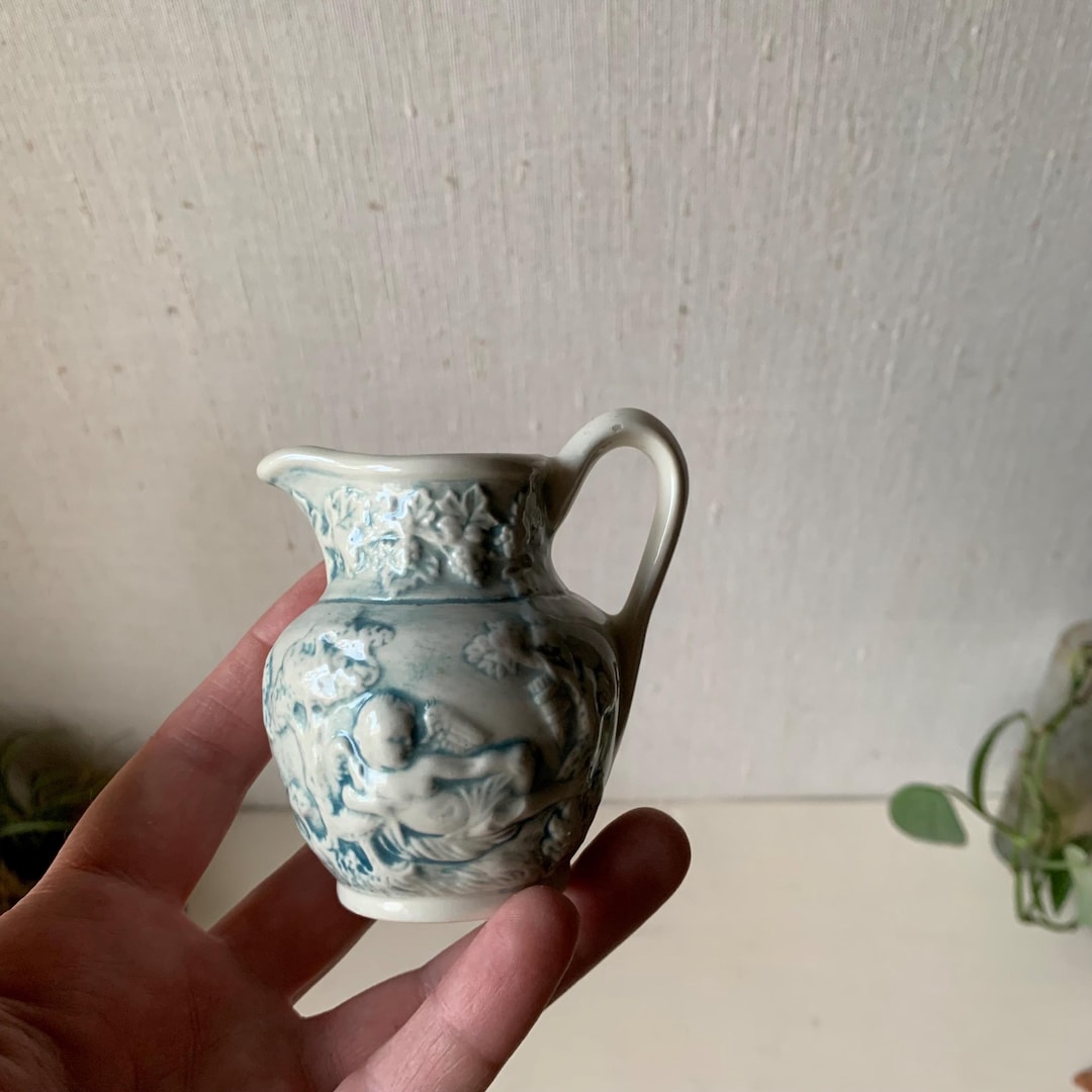 Vintage Tiny Somewhat Creepy Pitcher - 70s Rococo Revival Pale Blue ...
