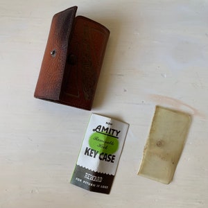 Vintage Leather Key Wallet Floral Embossed Amity Genuine - Etsy