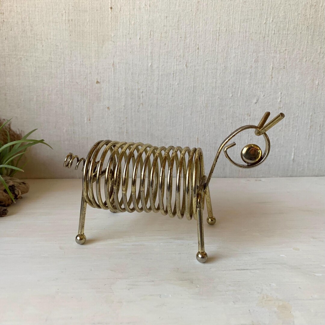 Vintage Mid Century Coil Animal Holder - Gold Tone Mail Sorter ...