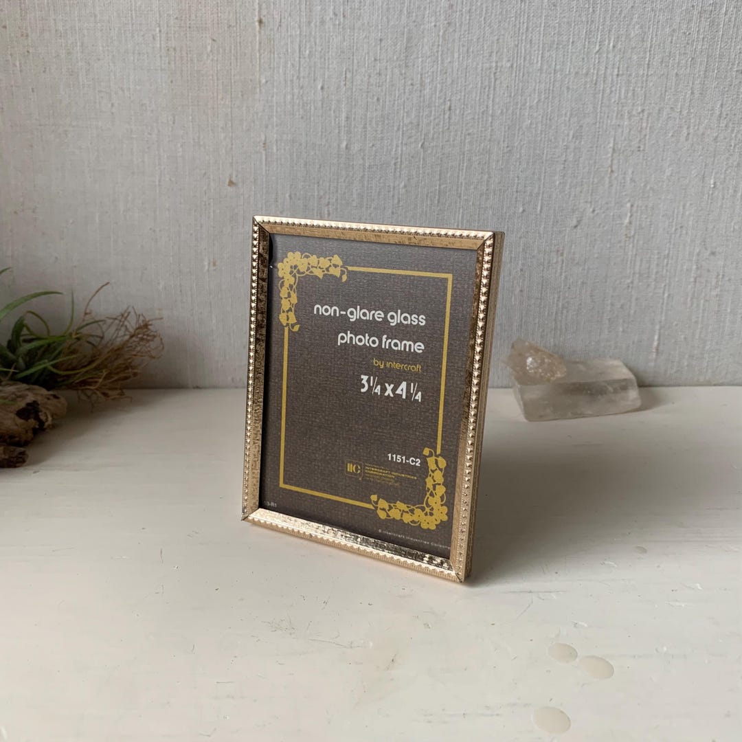 Vintage 70s Gold Tone Tabletop Frame With Non Glare Glass - Late 1970s ...
