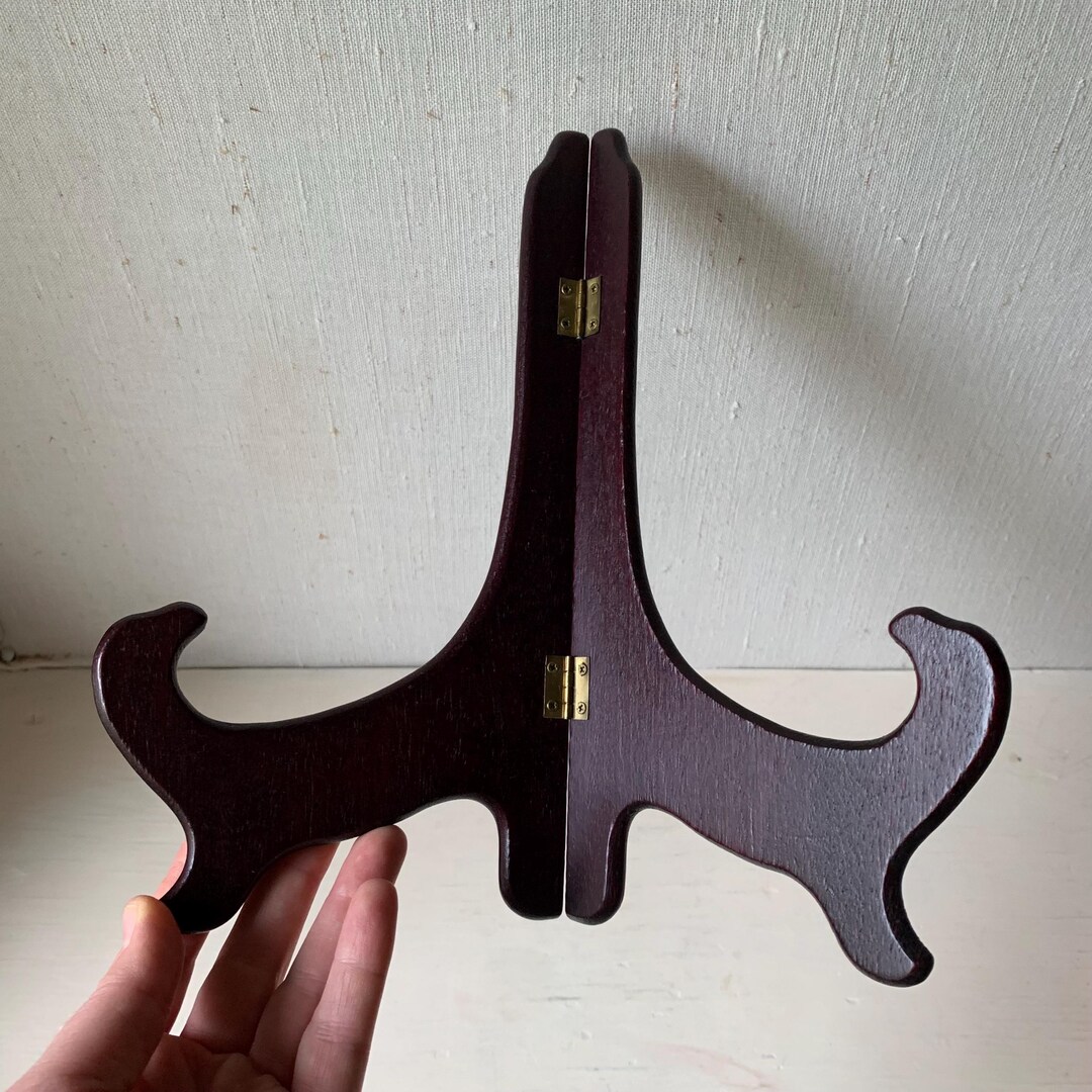 Vintage Dark Wood Easel Brass Hardware Wooden Picture Holder Frame ...