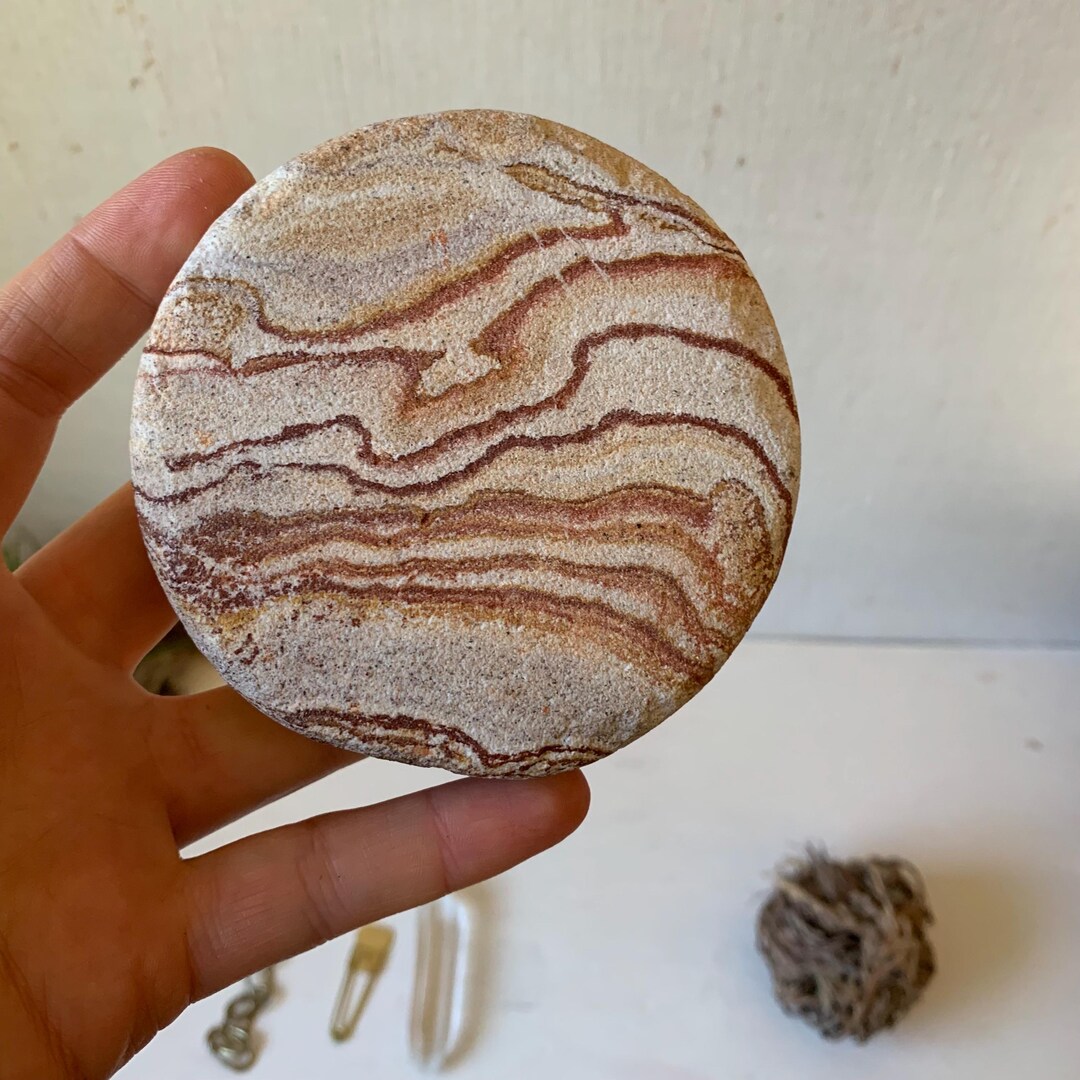 Vintage Sandstone Specimen Coaster - Chunky Desert Sands Round Block ...
