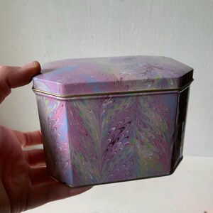 Vintage Pretty Marbleized Tin Marble Printed Pale Pastel Purple Metal ...