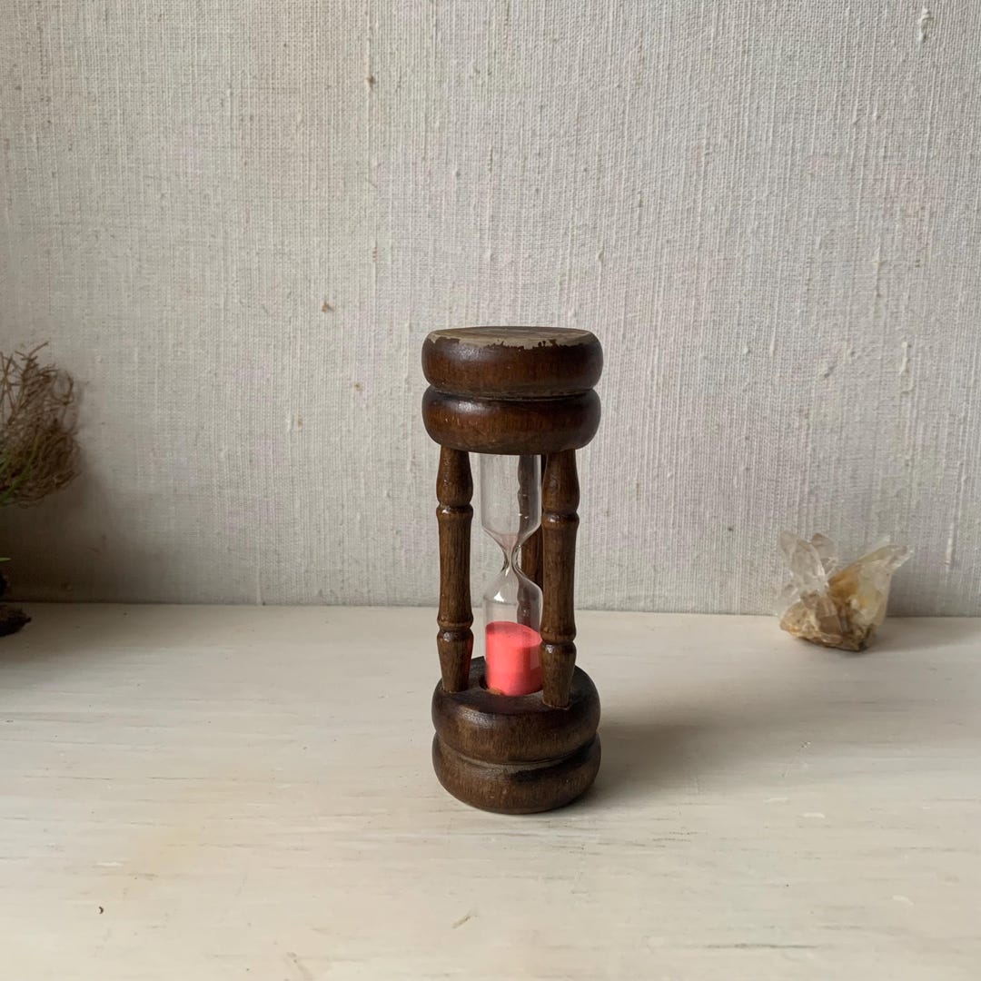 Vintage Wood Hourglass Pink Sand - Decorative Small Sand Timer - Pink ...