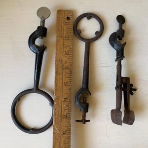 Antique Chemistry Lab Test Tube Holders 3 Vintage Laboratory Cast Iron ...