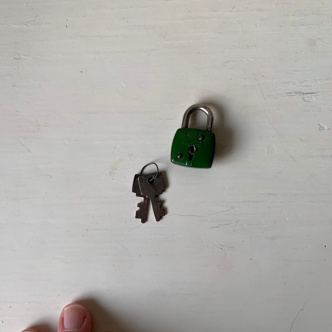 Vintage Green Enamel Lock With Two Keys Made in Japan Miniature ...