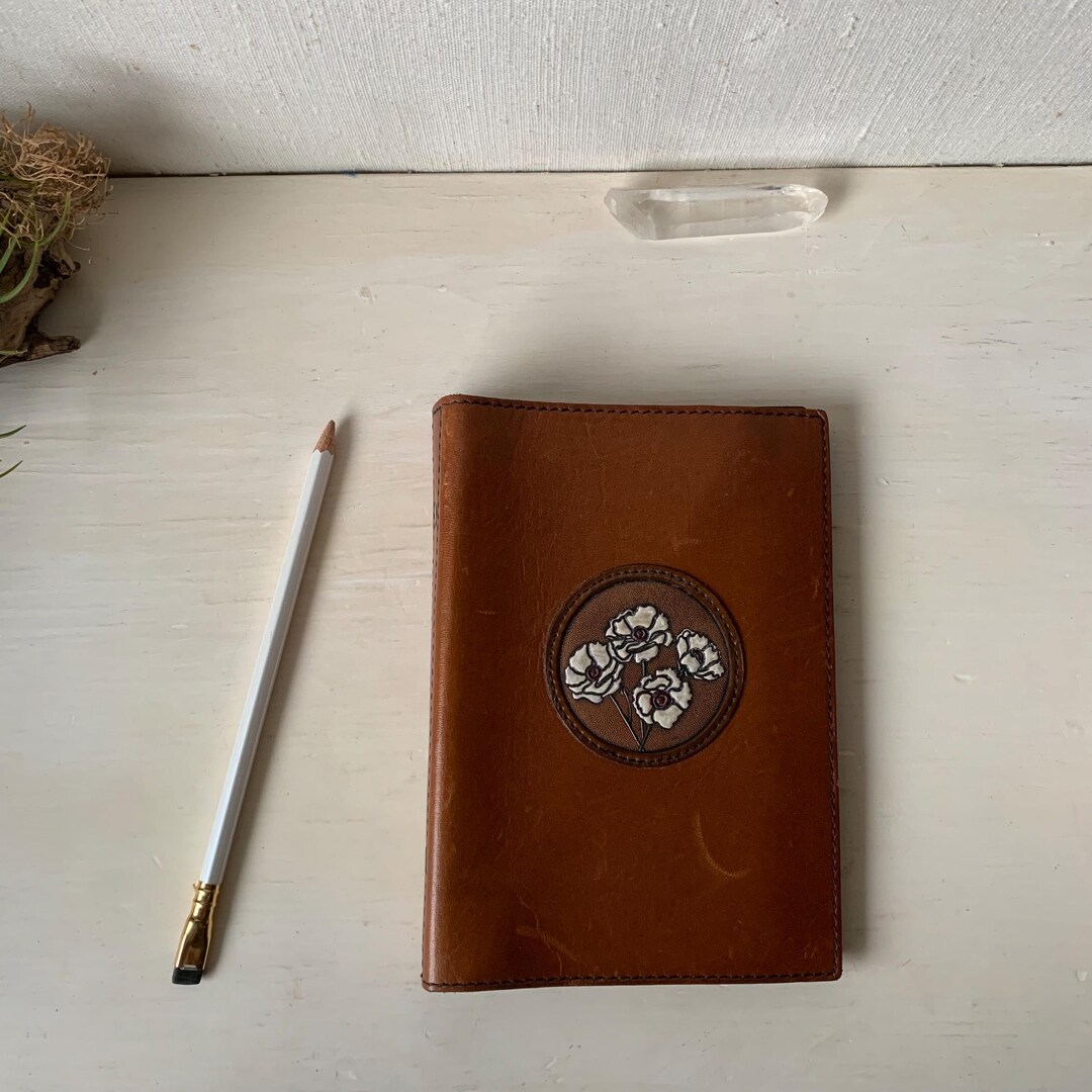 Vintage Leather Address Book Binder Embossed Flowers - Pretty Floral ...