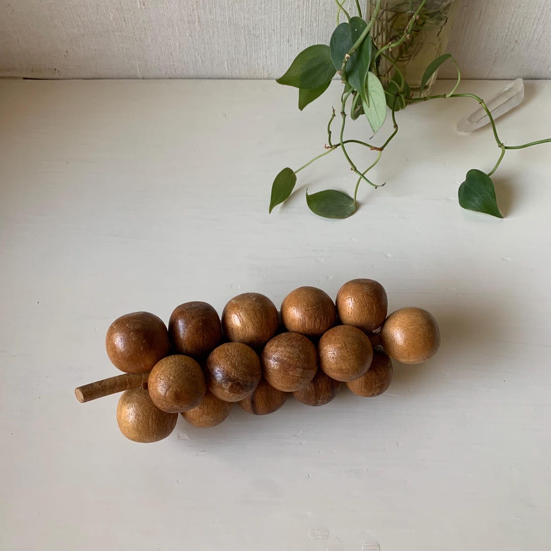 Vintage Wood Grapes - Wooden Fruit - Mid Century Sculpture - Grape ...
