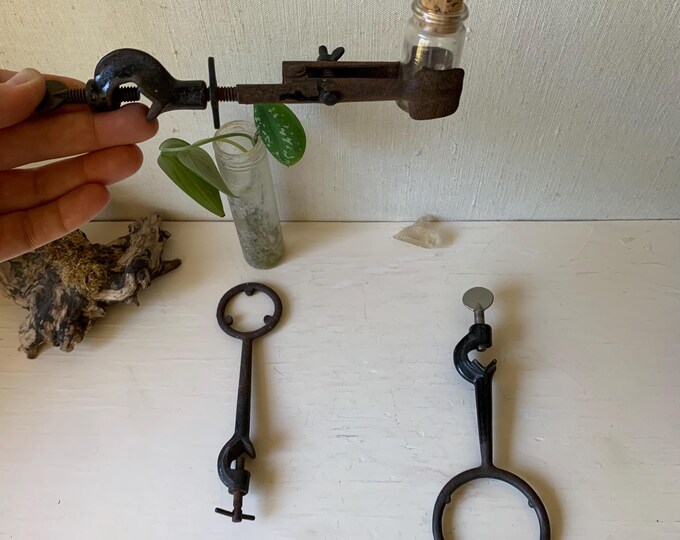 Antique Chemistry Lab Test Tube Holders 3 Vintage Laboratory Cast Iron ...