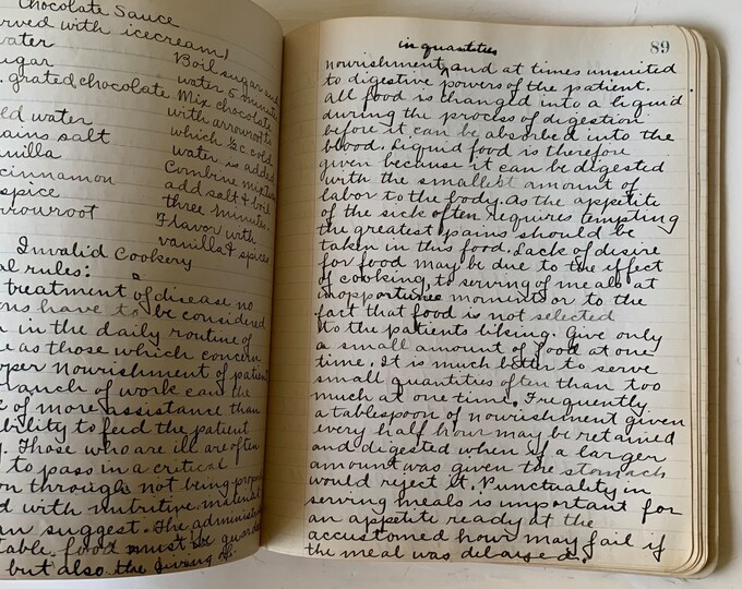 Antique Ledger With Handwriting and Blank Pages - Cloth Bound Recipe ...