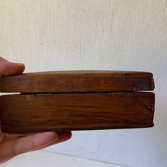 Vintage Triangular Wood Box - Hinged Wooden Box - Tri… - Gem