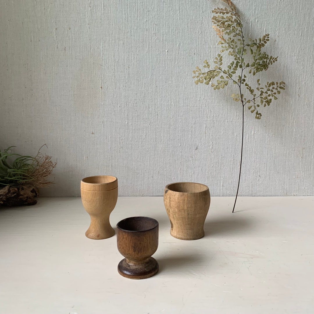 Vintage Wood Cups 3 Rustic Wooden Turned Goblet Collection Mini Wood ...