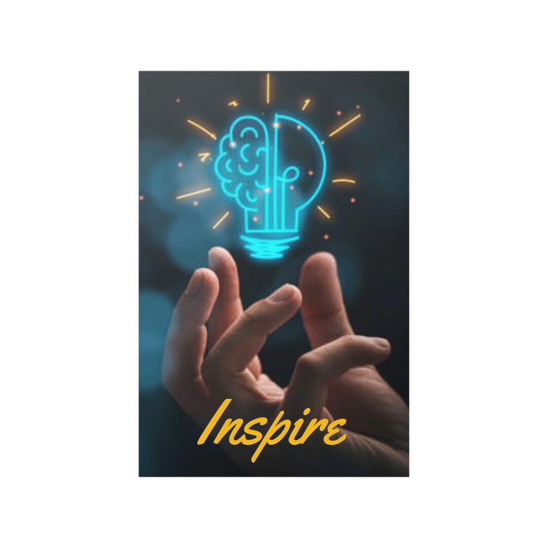 Inspire Lightbulb Satin Poster Motivational Home Decor, Wall Art Print ...