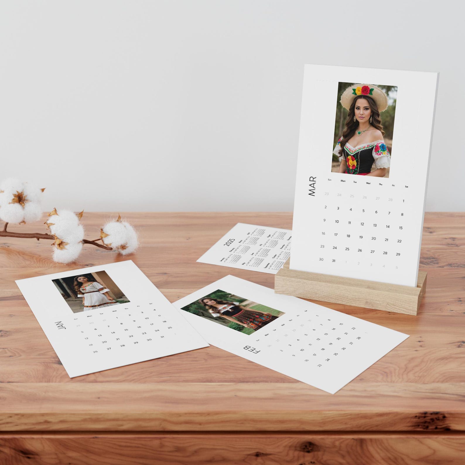 Vertical Desk Calendar (2025), With Oak Stand, Cultural, Mexican ...