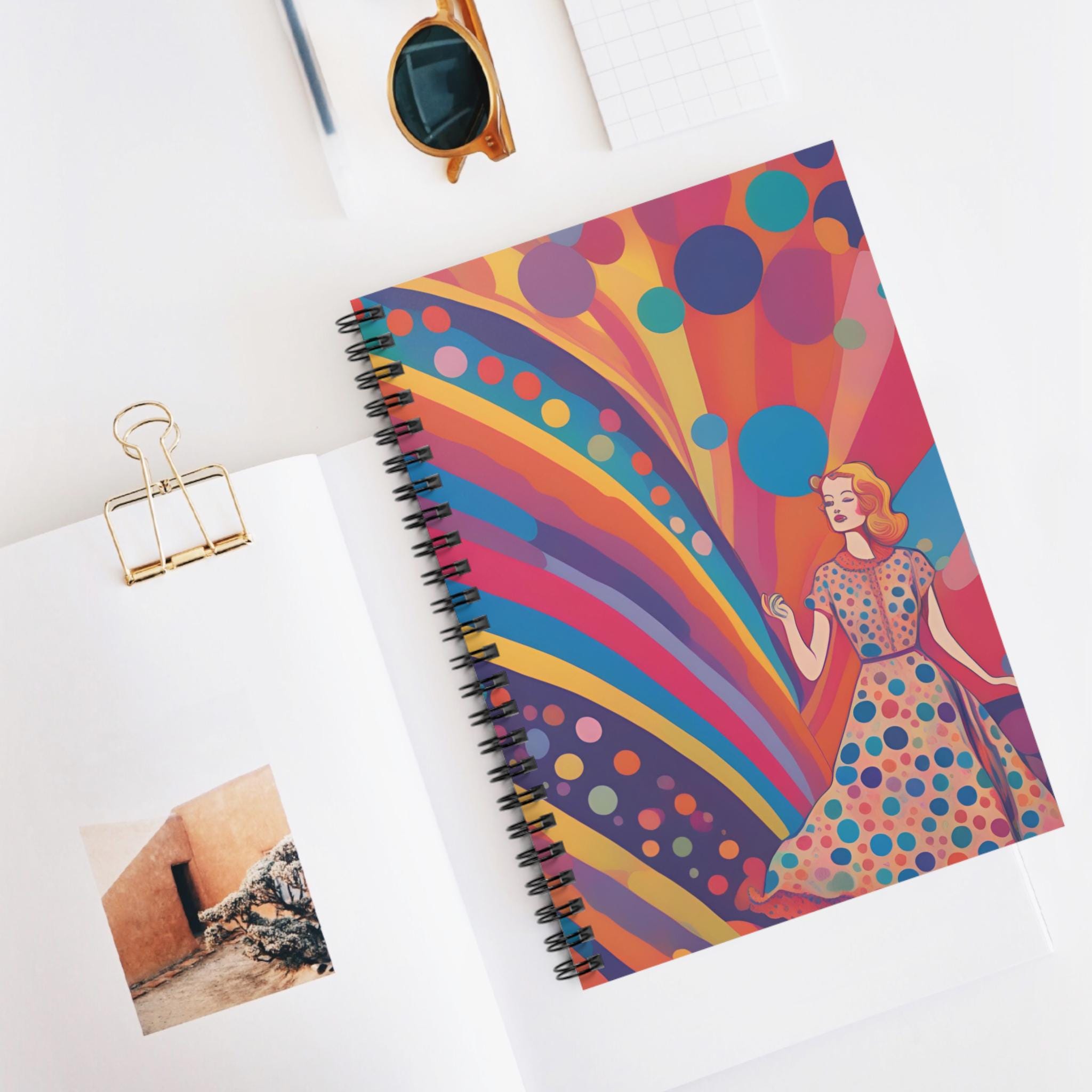 Colorful Woman Spiral Notebook Dots & Arcs, Ruled Line (6" X 8") - Etsy