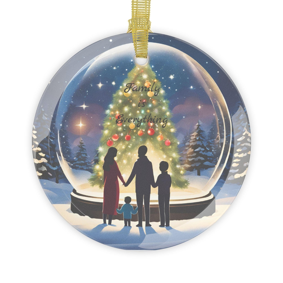 Family Snow Globe Glass Ornament Winter Scene Holiday Decor - Etsy