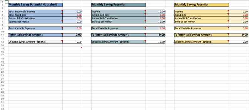 Budget Planner Excel Planner Budget for Individual Budget for Couples ...