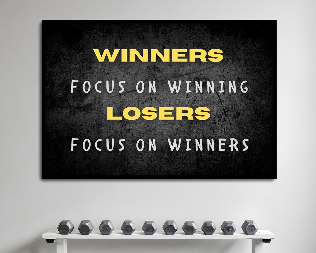 Winners Focus on Winning Inspirational Poster, Gym Framed Canvas, Quote ...