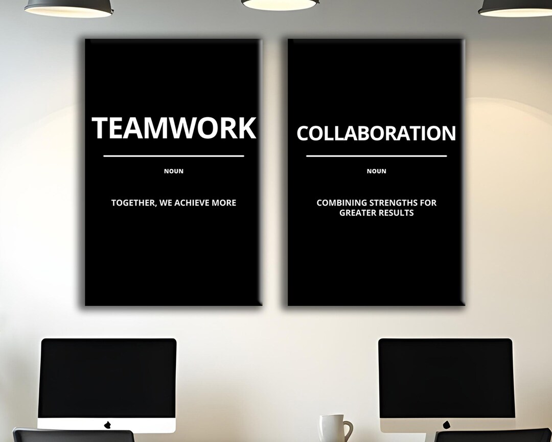 2x Company Definition Wall Art, Teamwork Inspiration Definitions Bundle ...