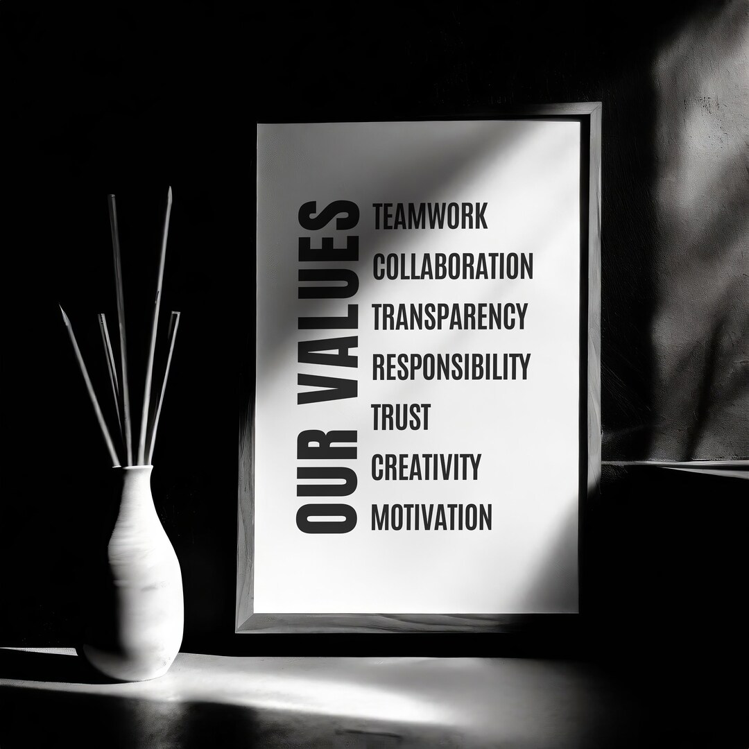 Our Values Company Wall Art, Corporate Canvas Framed, Corporate Culture ...