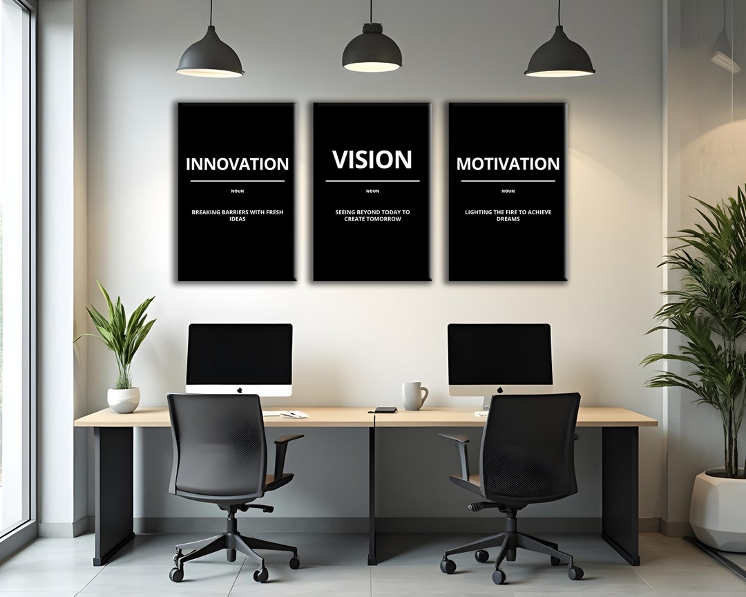 3x Inspirational Company Core Values Wall Art Canvas Prints, Team ...