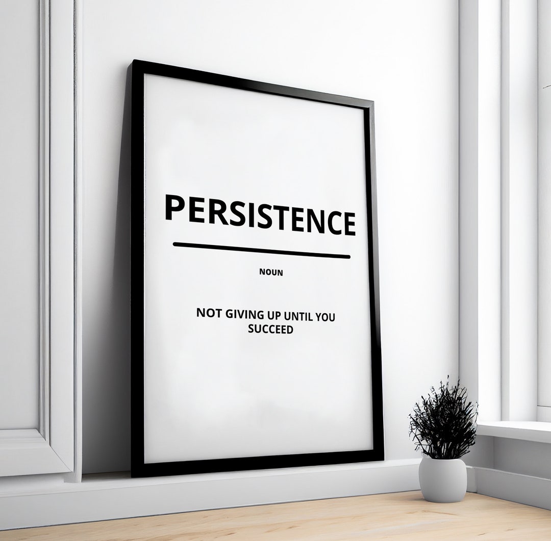 Persistence Definition Canvas, Motivational Framed Poster ...