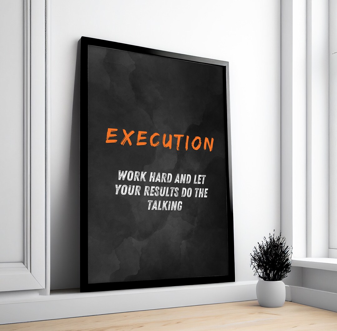 Execution Definition Poster, Motivational Wall Art, Inspirational Gift ...