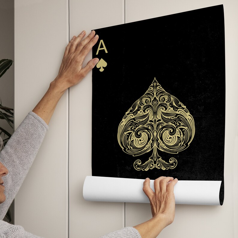 Ace of Spades Poster, Playing Card Wall Art, Poker Canvas Print, Man ...