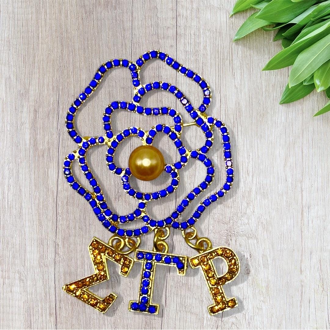 Sigma Gamma Rho (ΣΓΡ) Flower Pearl and Rhinestone Brooch - Etsy