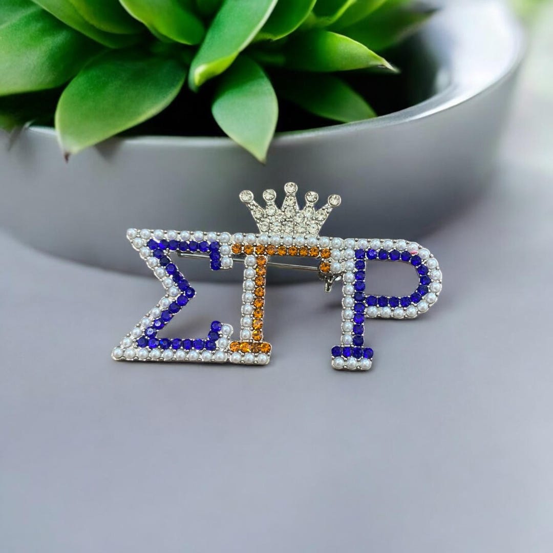 Sigma Gamma Rho (ΣΓΡ) With Crown Pearl & Rhinestone Brooch - Etsy