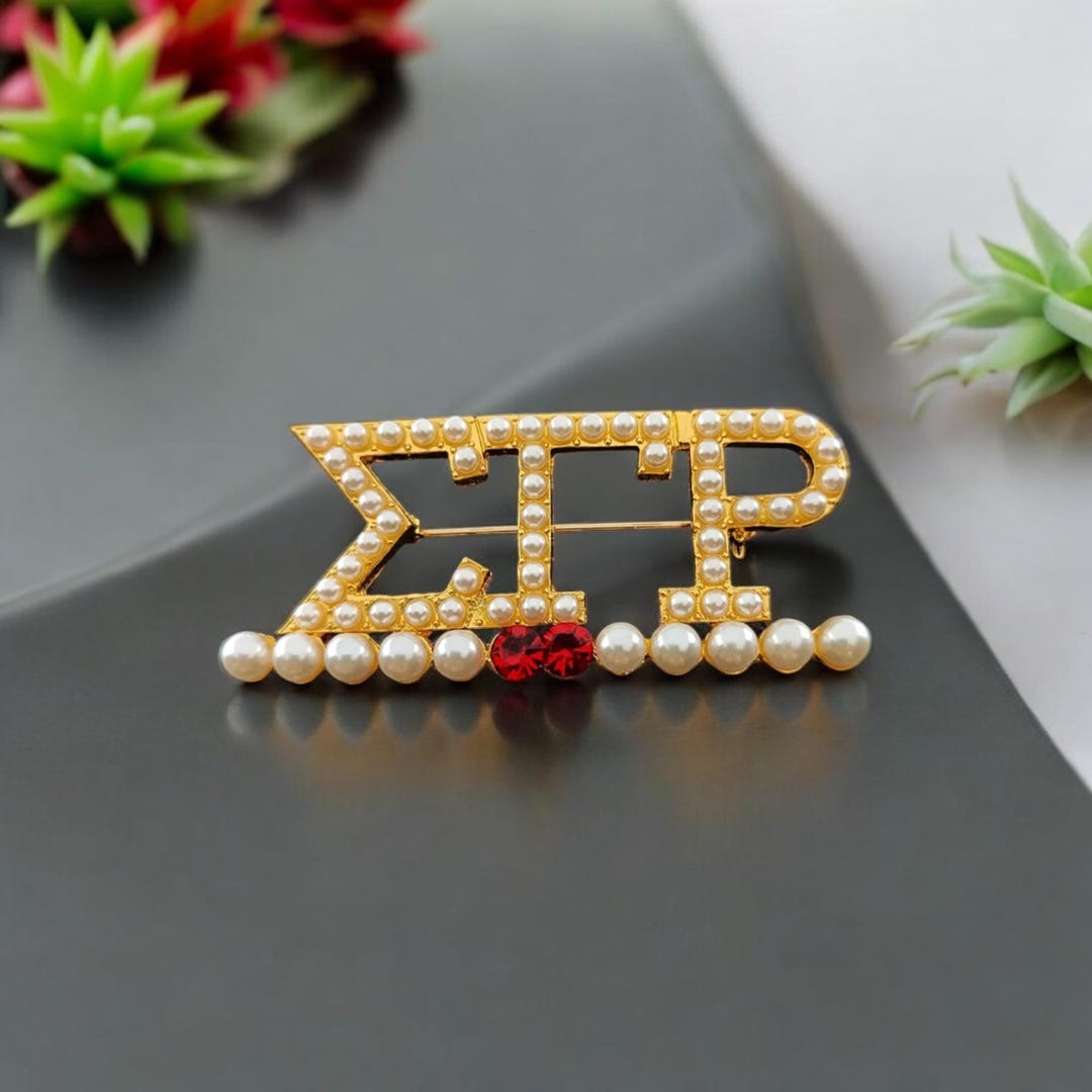 Sigma Gamma Rho 10 Pearls and 2 Rubies Brooch - Etsy