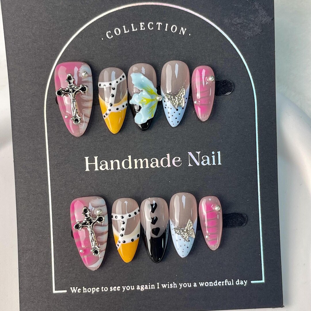 Colored Angel Nails/customized Patch Nail Art/handmade False Nails ...