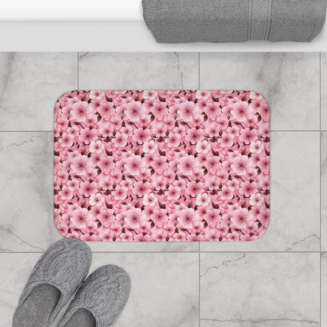 Pink Cherry Blossom Bath Mat - Etsy