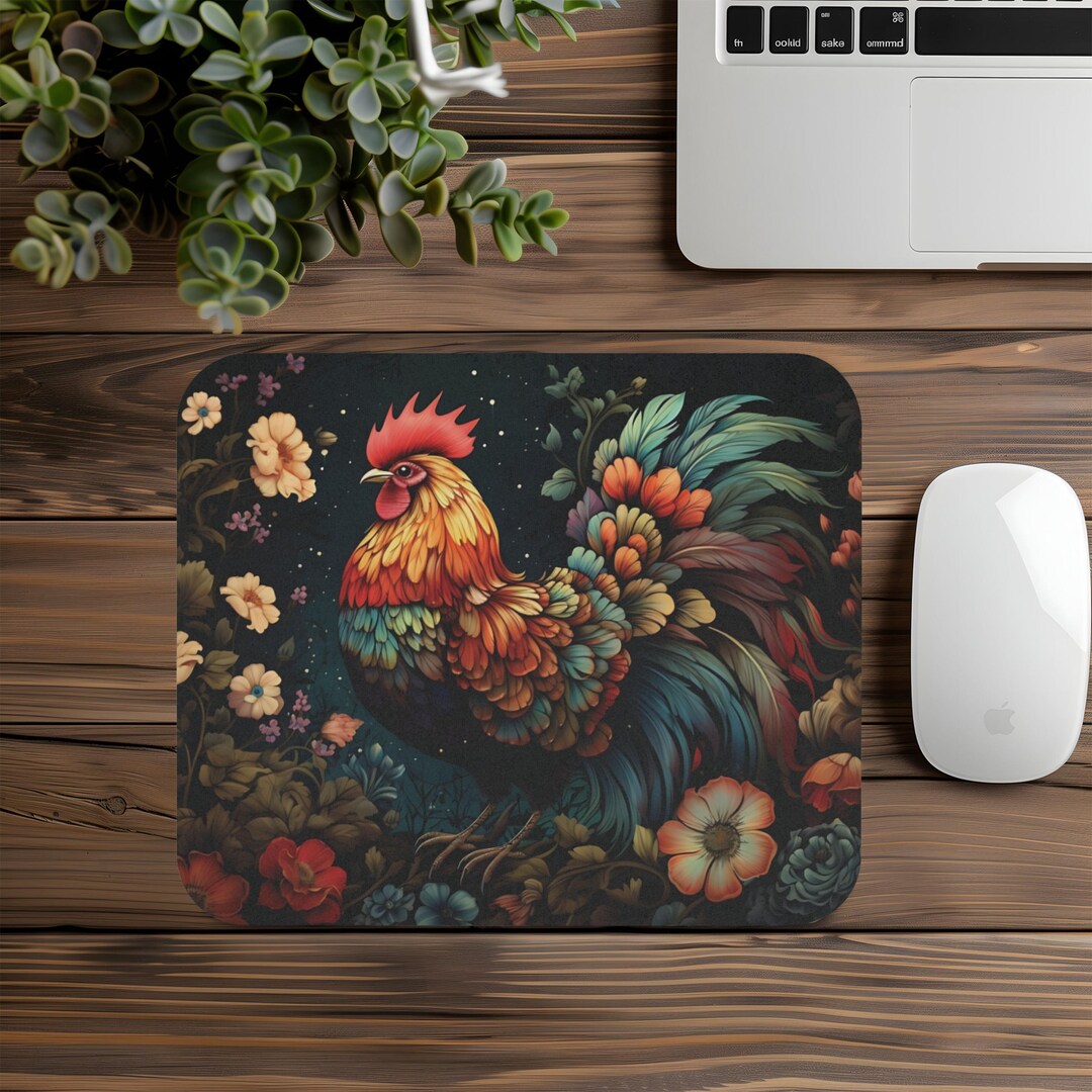 Rustic Rooster Mouse Pad: Farmhouse Desk Decor, Office Gift - Etsy