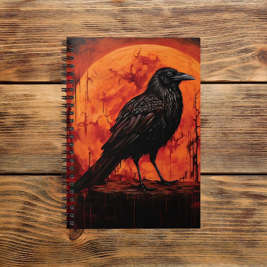 Crow Spiral Notebook: Gothic Bird Art, Ruled Line (8"x6") - Etsy