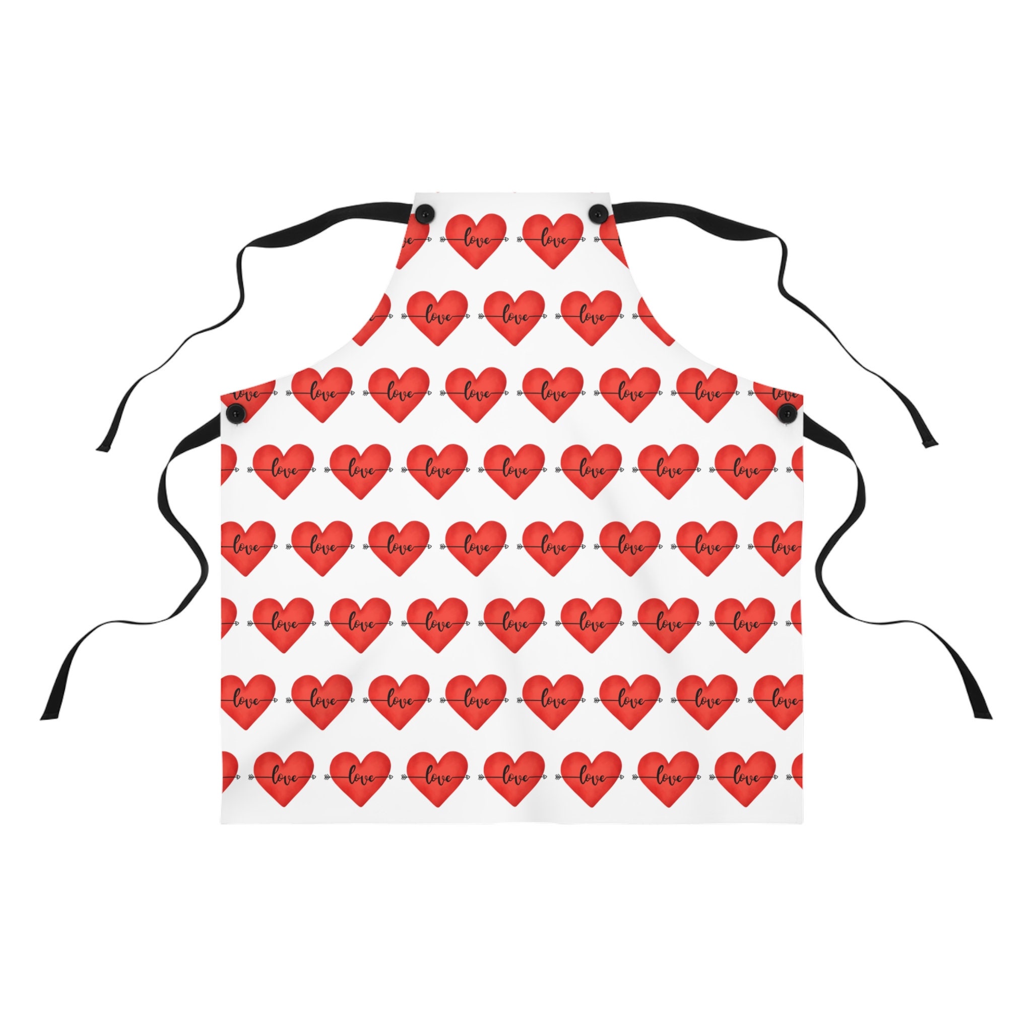 Love Red Heart Apron. Valentine's Day Apron, Anniversary Apron, Kitchen ...