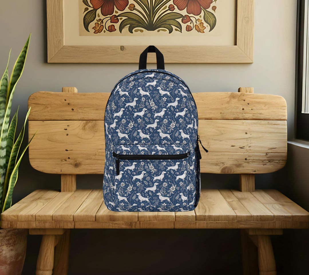 Dachshund Backpack, Blue Floral Dog Booksack, Dachshund Bag - Etsy
