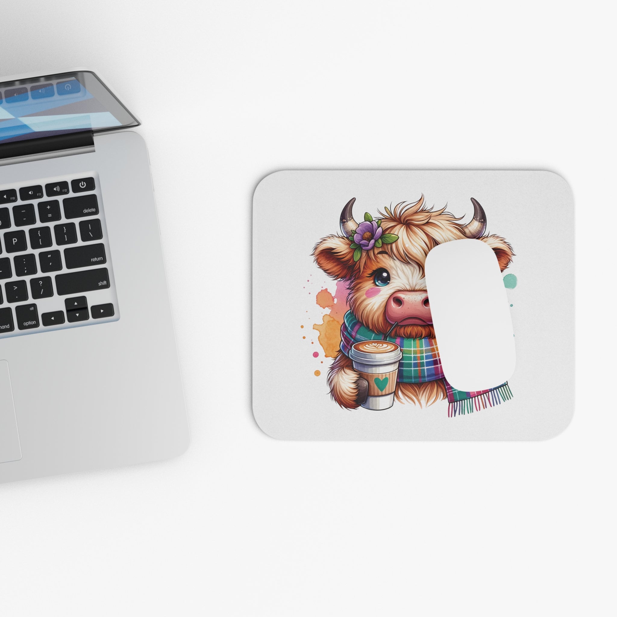 Pastel Coffee Highland Cow Rectangle Mouse Pad, 9 X 8 Someone Who Loves ...