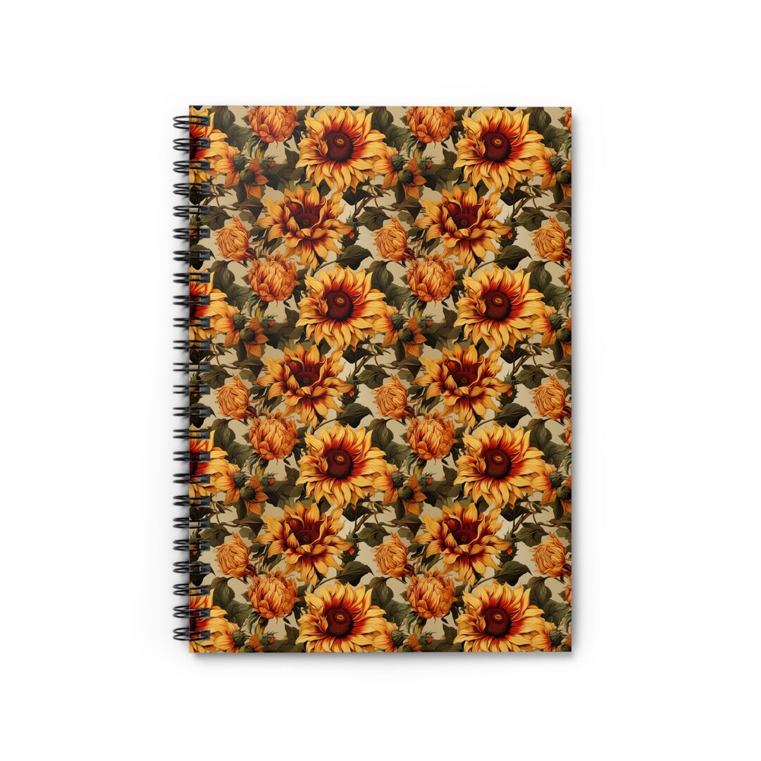 Spiral Notebook, Sunflower Spiral Notebook Ruled Line 8x6, Sunflowers ...
