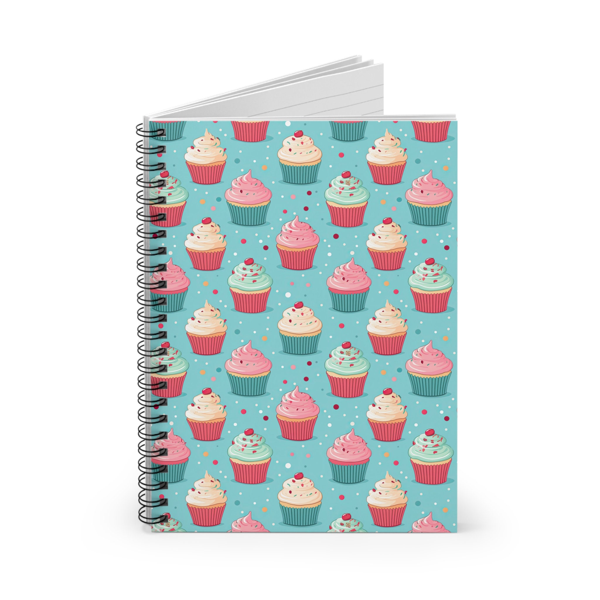 Spiral Notebook - Cute Cupcake Spiral Notebook - Ruled Line 8x6, Gift for Someone Who Loves ...