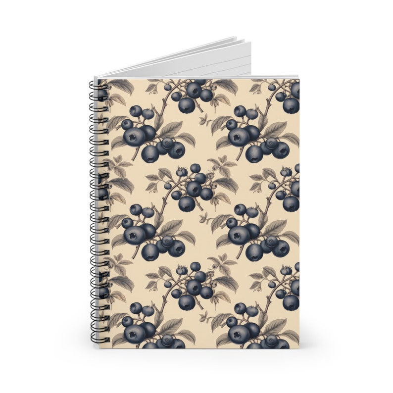 Blueberry Print Spiral Notebook: Ruled Line (8"x6") - Etsy