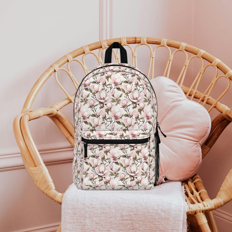 Pink Magnolia Backpack, Booksack, Book Bag - Etsy