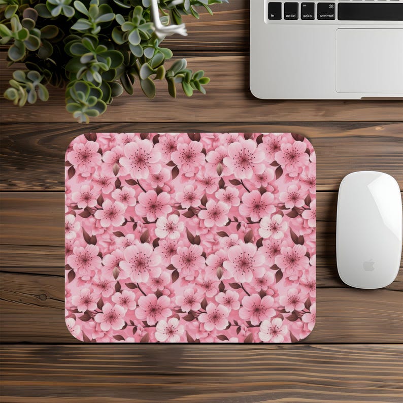 Pink Cherry Blossom Mouse Pad: Rectangle Desk Accessory - Etsy